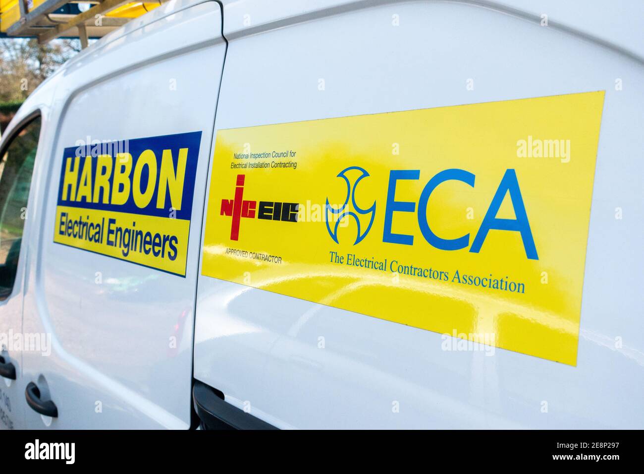 Electricians van sign with Trade Association membership signs for ECA ...