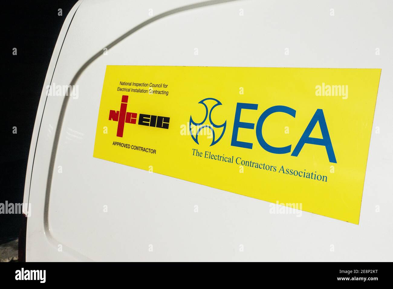 Electricians van sign with Trade Association membership signs for ECA ...