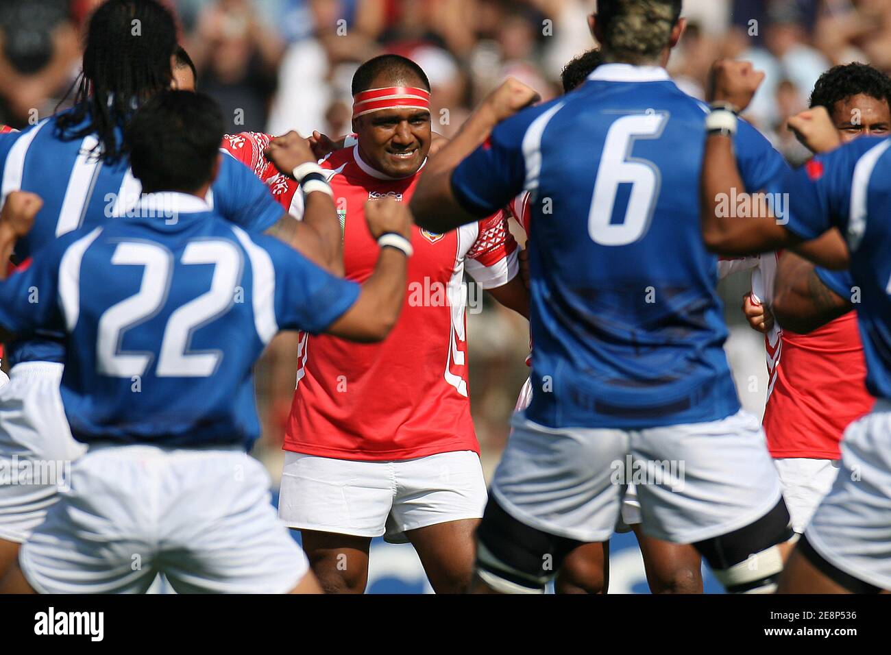 The team Haka during the IRB rugby union World Cup, Pool A, Samoa vs ...