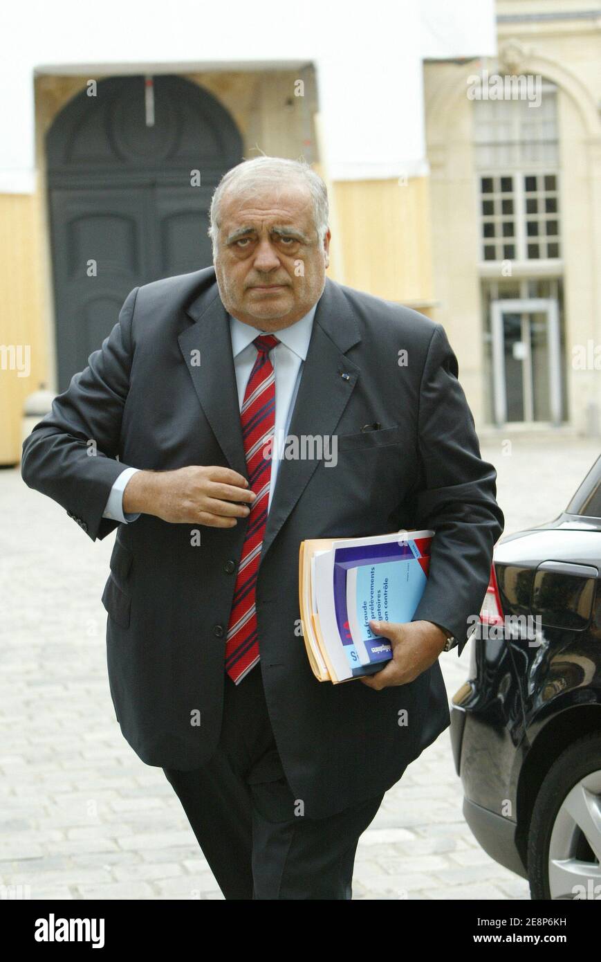 President of the court of account, Philippe Seguin arrives at the Hotel ...