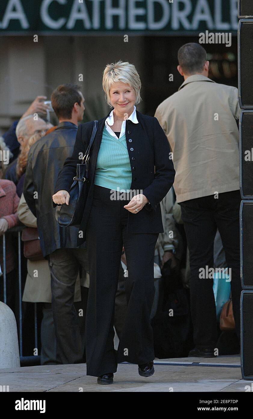 Former TV anchor Daniele Gilbert arrives at the funeral mass of TV ...