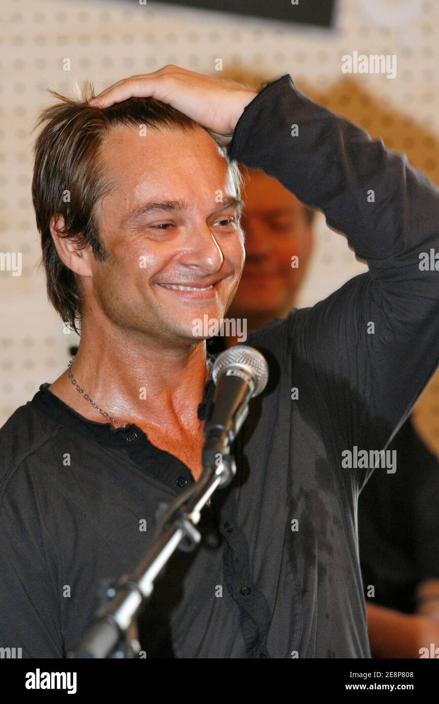 French singer David Hallyday during a show case at Fnac store Saint ...