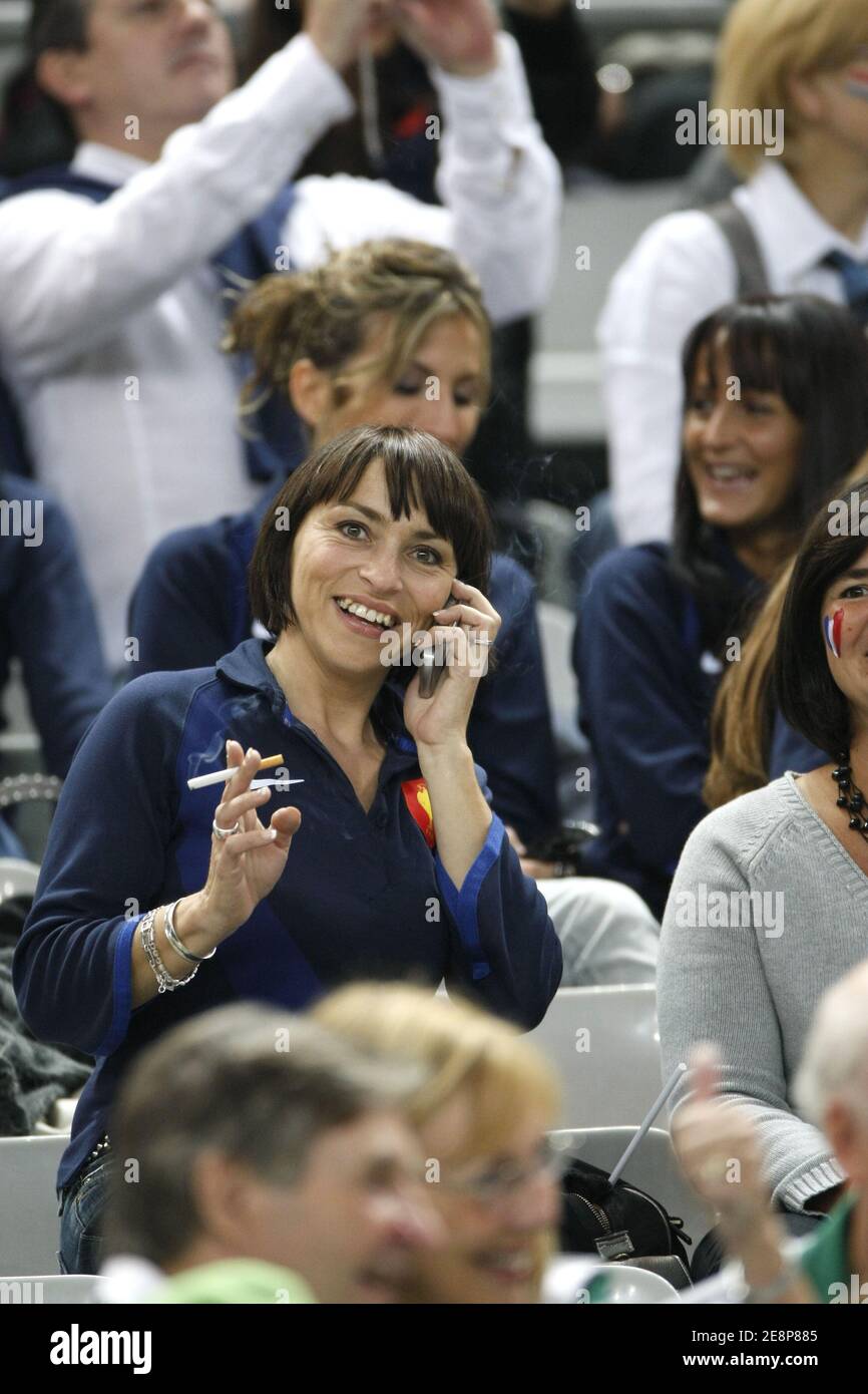 Sebastien Chabal's wife, Annick during the IRB Rugby World Cup 2007 ...