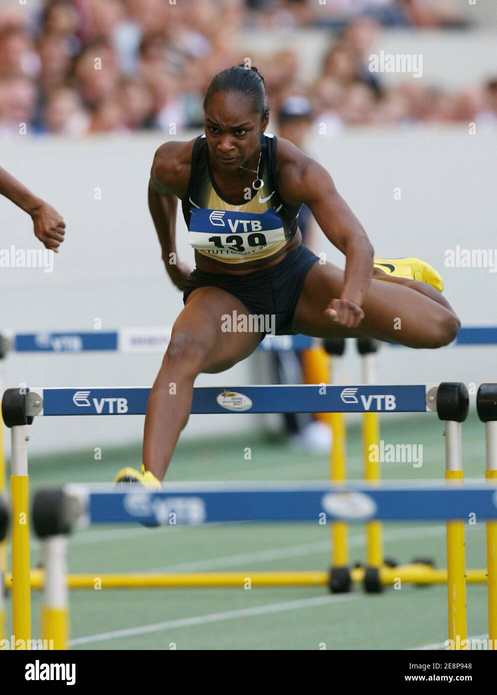 USA's Michelle Perry competes during the Women's 100 meters hurdles ...