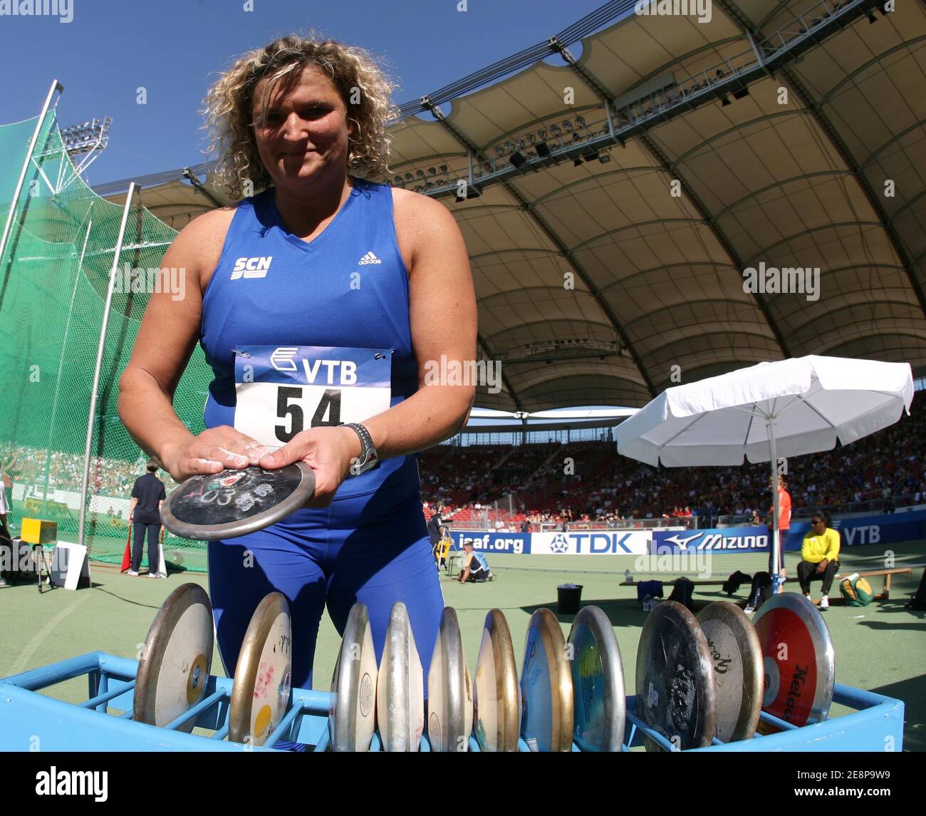 Germany's Franka Dietzsch competes in the women's discus event at the ...