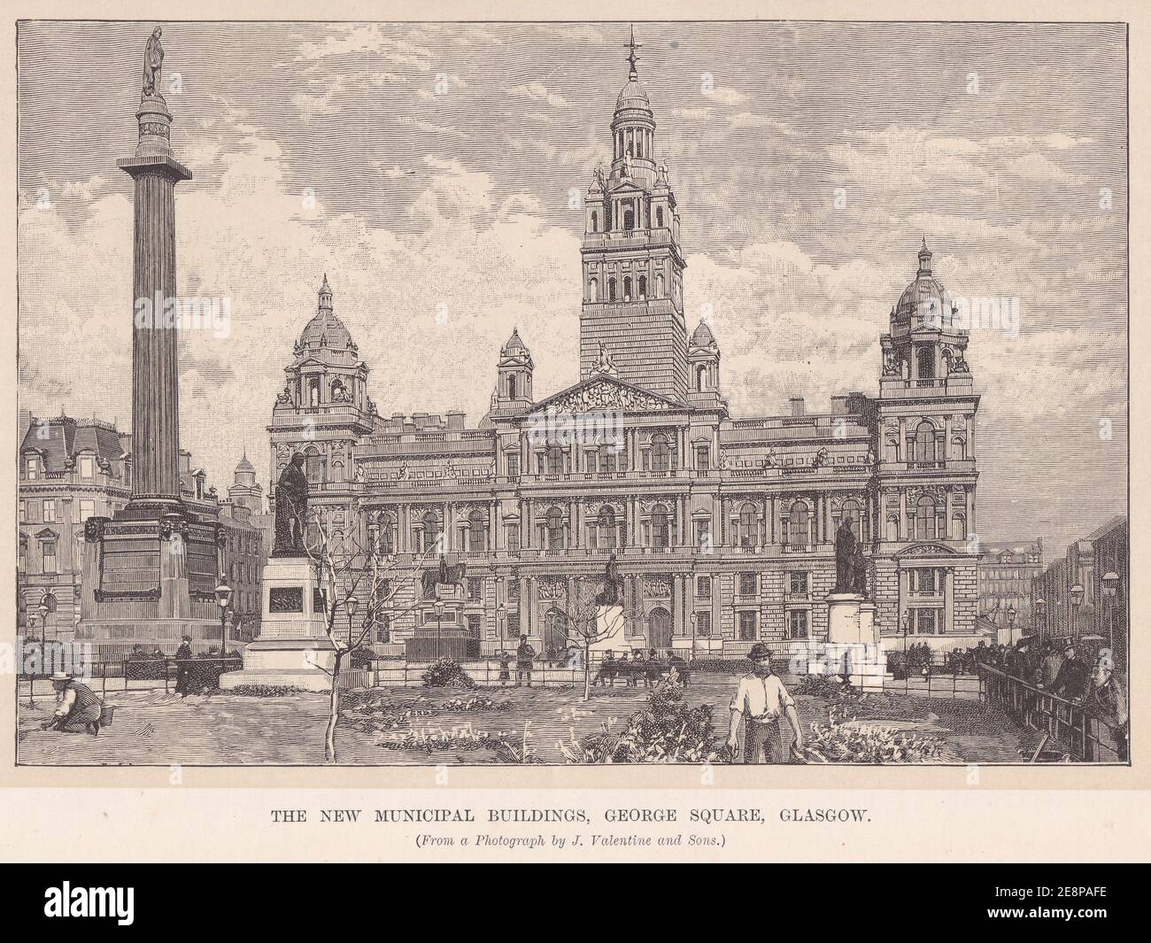 Vintage illustration of The New Municipal Buildings, George Square ...