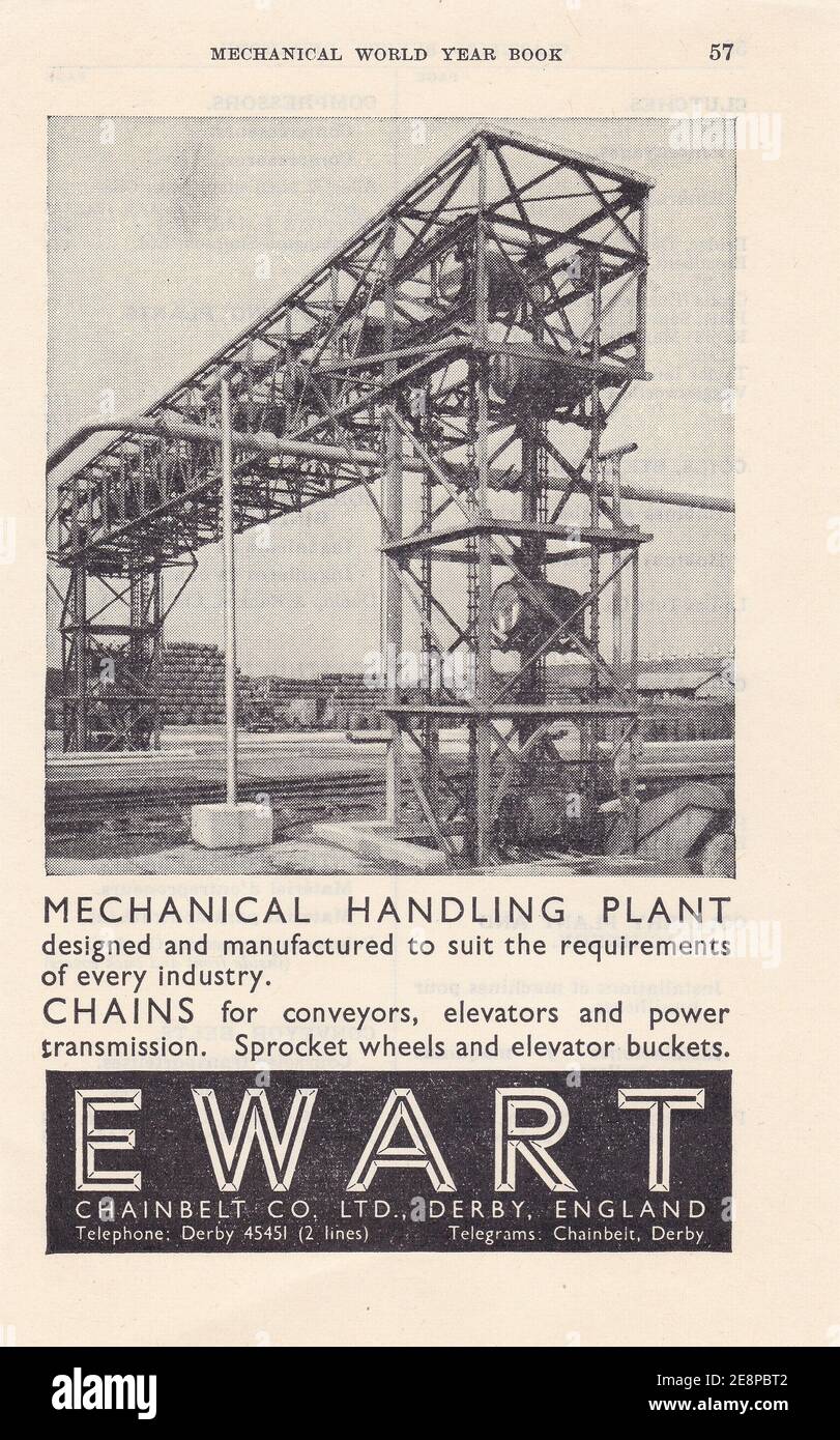 Vintage advert for Ewart Chainbelt Co. Ltd Stock Photo - Alamy