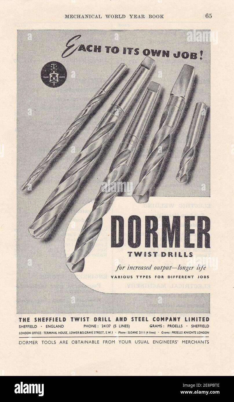 Vintage advert for The Sheffield Twist Drill and Steel Company Limited ...