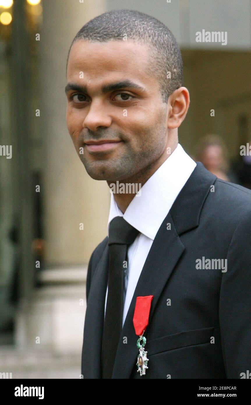 French basketball player Tony Parker poses in the courtyard of the ...
