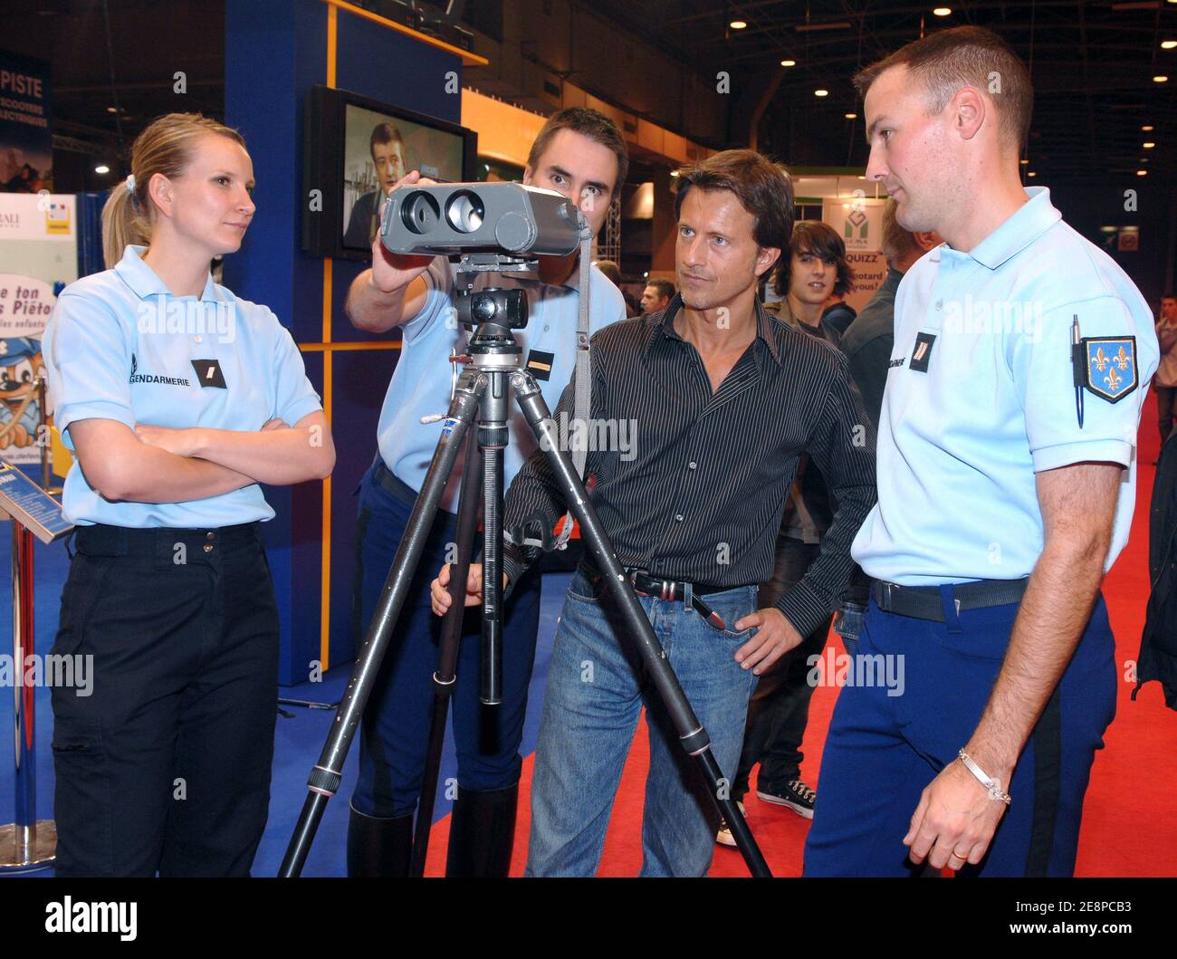 Vincent Perrot tries out the new speed radars with policemen during the ...