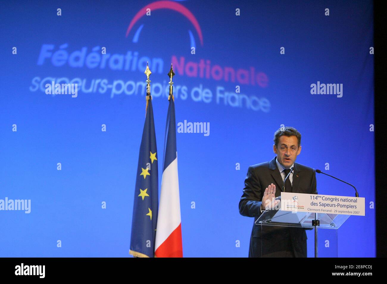 Congress of french firefighters with president Nicolas Sarkozy in ...