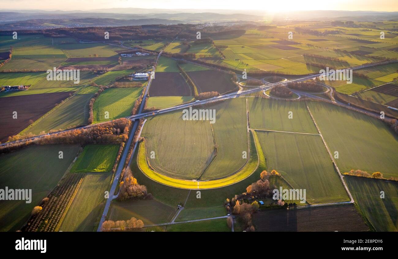 Aerial view, landscape form Wall, Wickeder Straße, motorway A44 ...