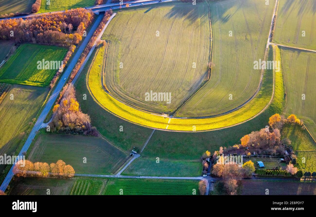 Aerial view, landscape form Wall, Wickeder Straße, motorway A44, Werl ...
