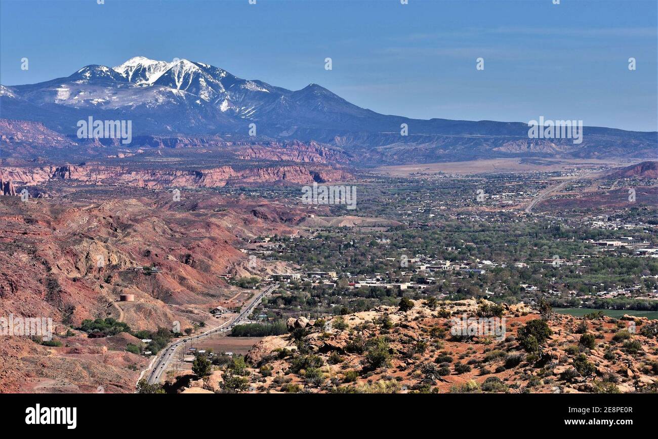 Moab overlook from Arches Stock Photo - Alamy