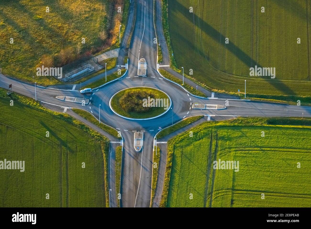 Aerial view, roundabout Am Feldrain, Werl, North Rhine-Westphalia ...