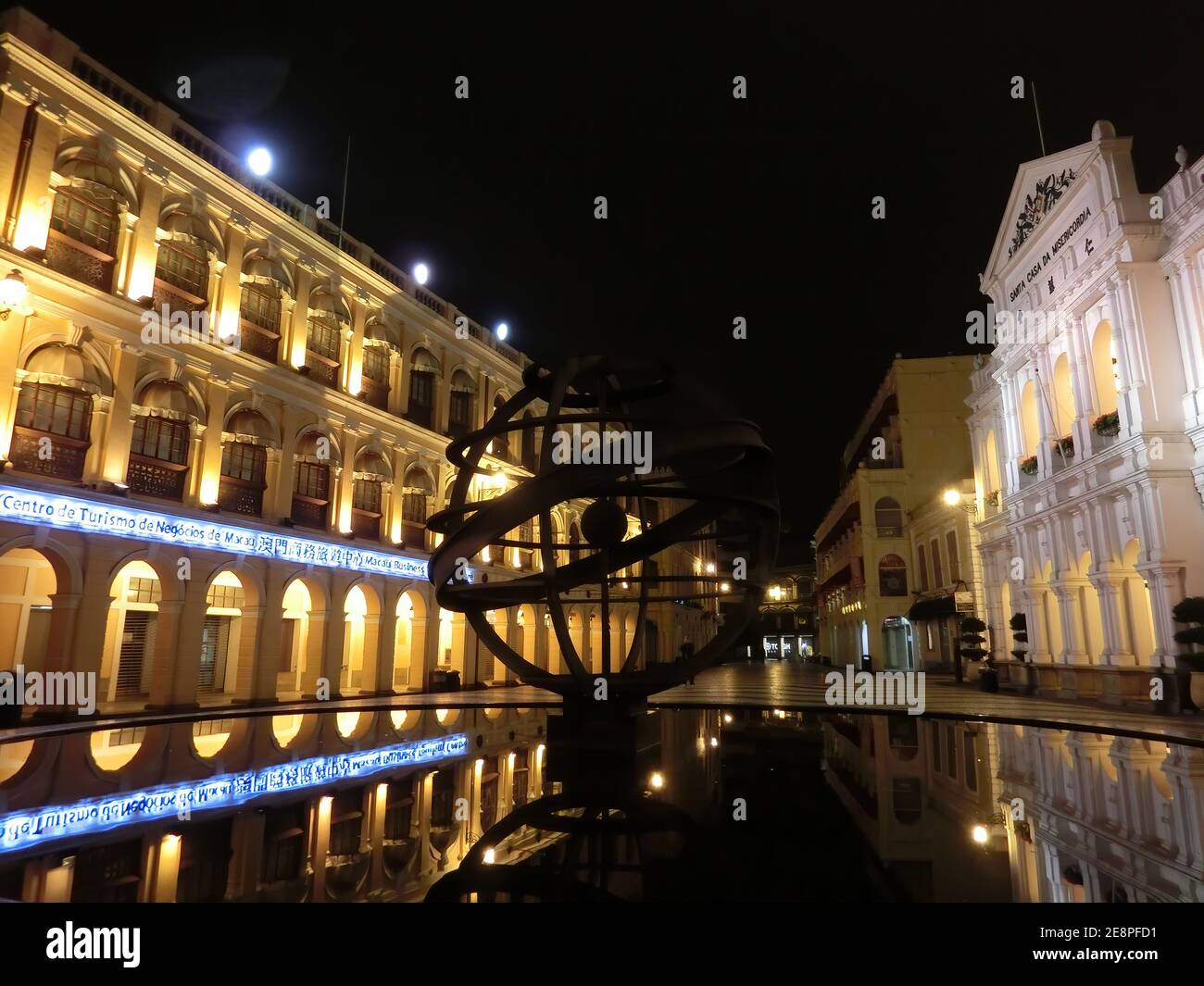 Macau, MAR 15, 2012 - Night view of the Holy House of Mercy and Senado ...
