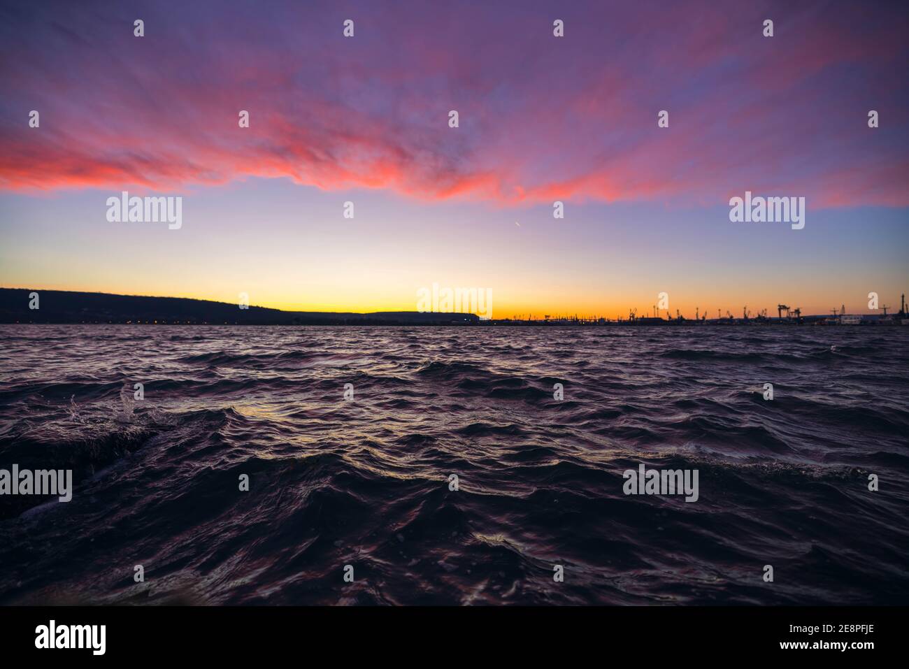 Beautiful blue sunset waves Stock Photo - Alamy