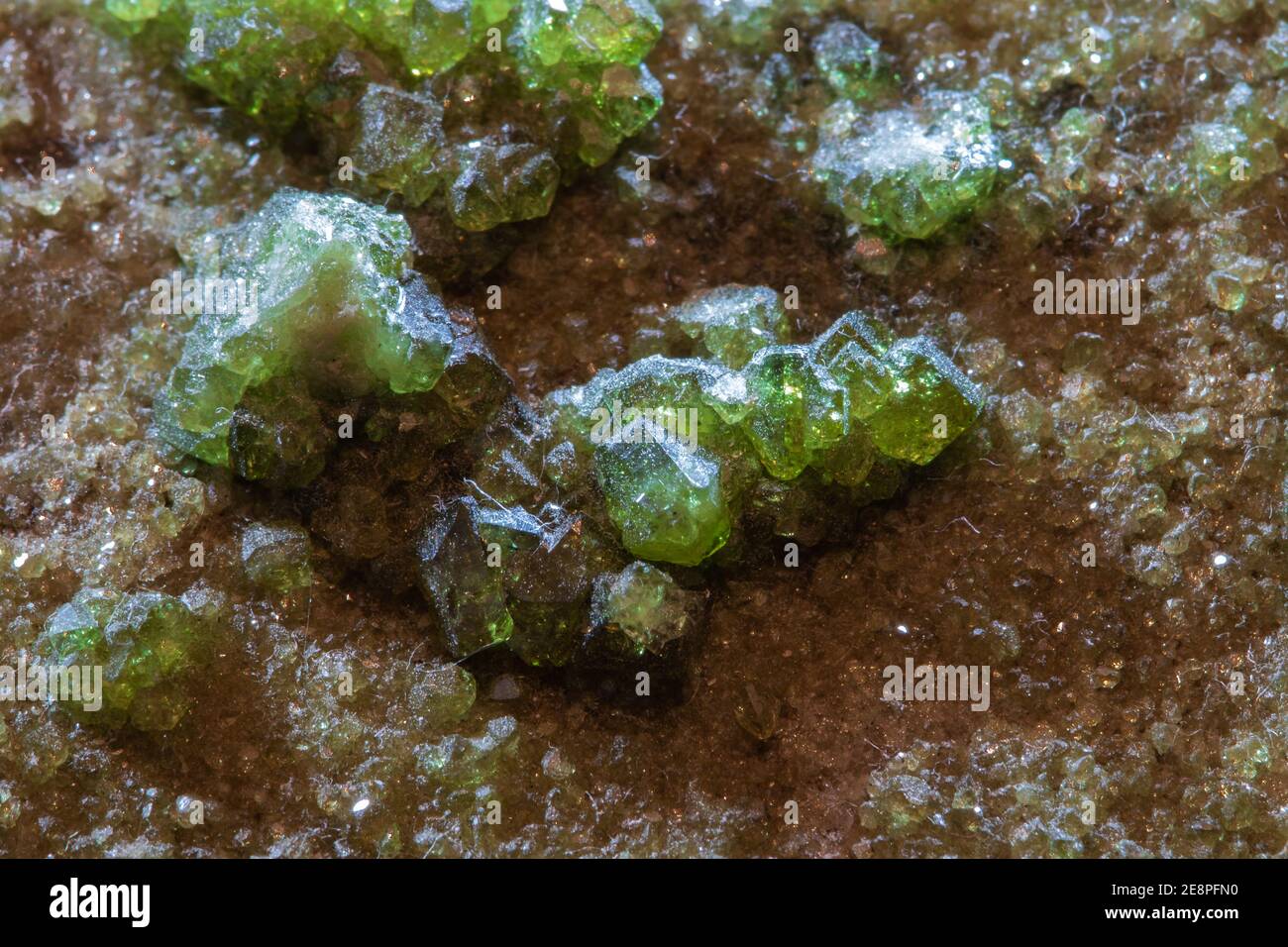 green mineral crystals on matrix Stock Photo - Alamy
