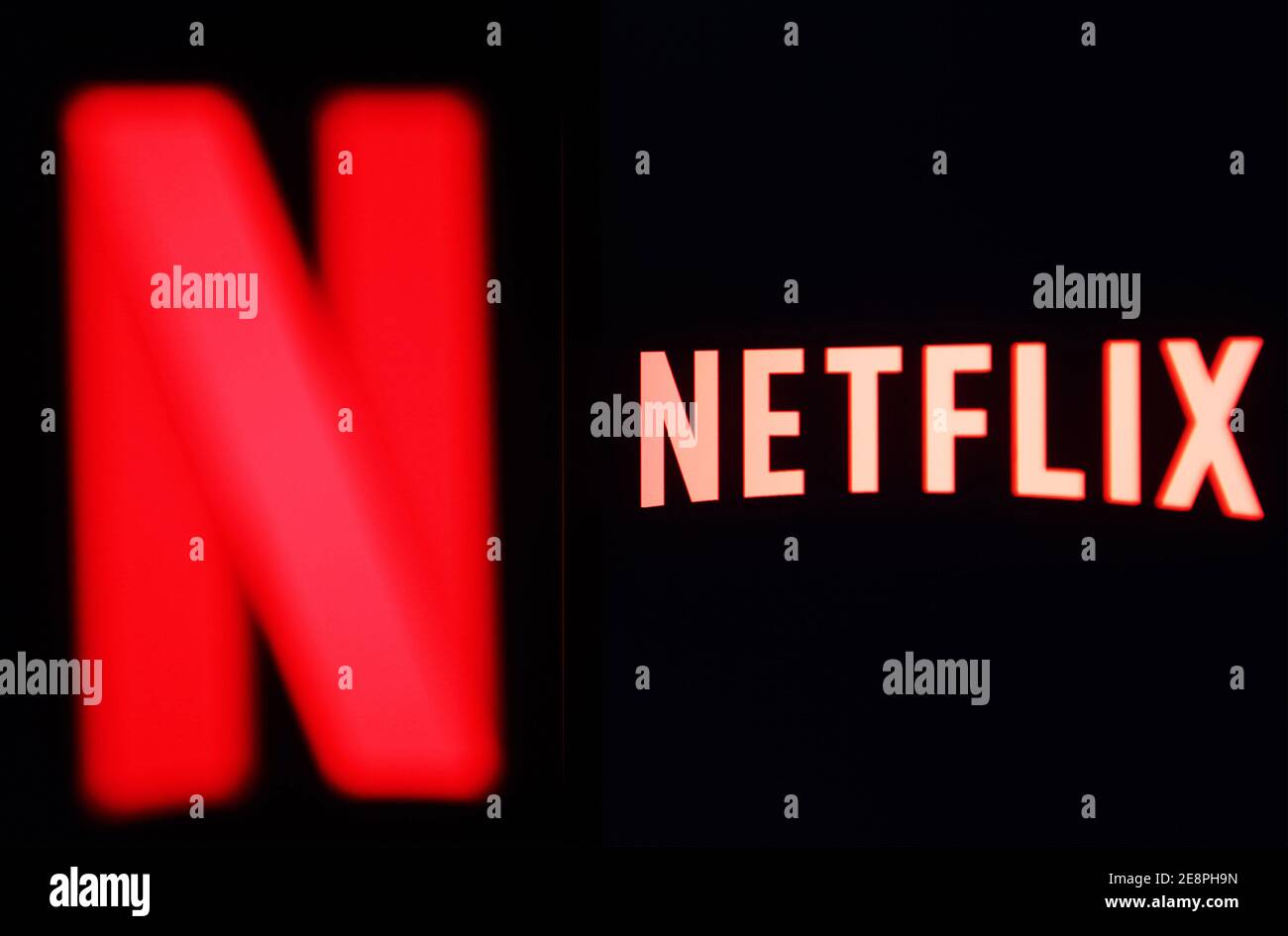 In this photo illustration the Netflix logo seen displayed on a mobile ...