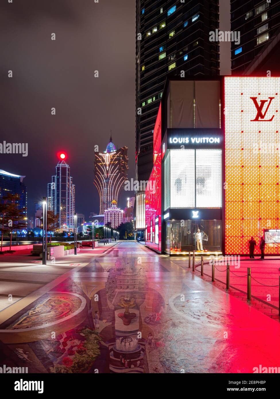 Macau, JAN 22, 2012 - Night exterior view of a plaza Stock Photo - Alamy