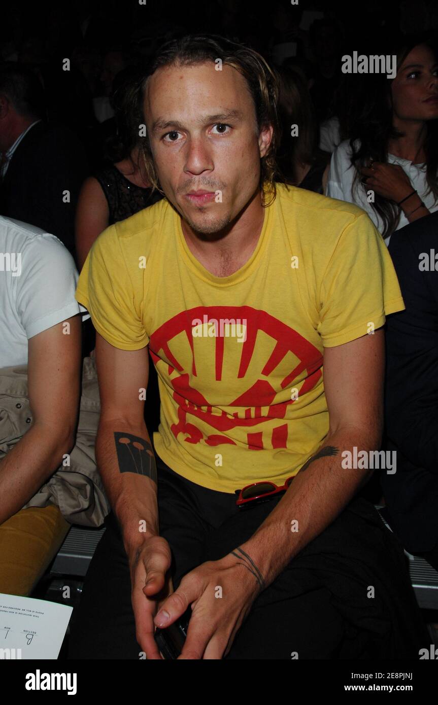 Actor Heath Ledger sits front row at the Marc Jacobs show during ...