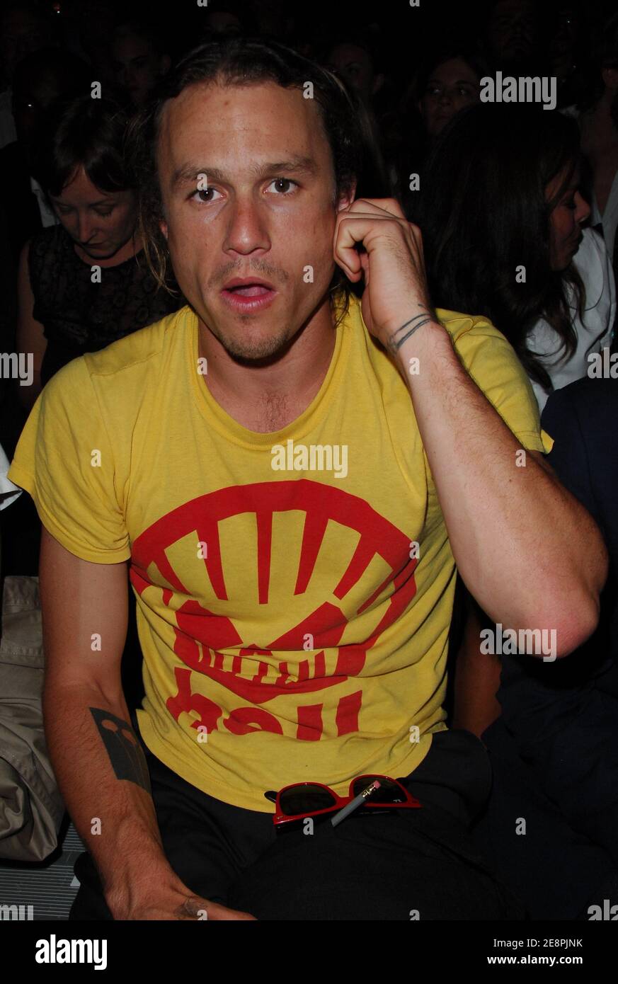 Actor Heath Ledger sits front row at the Marc Jacobs show during ...