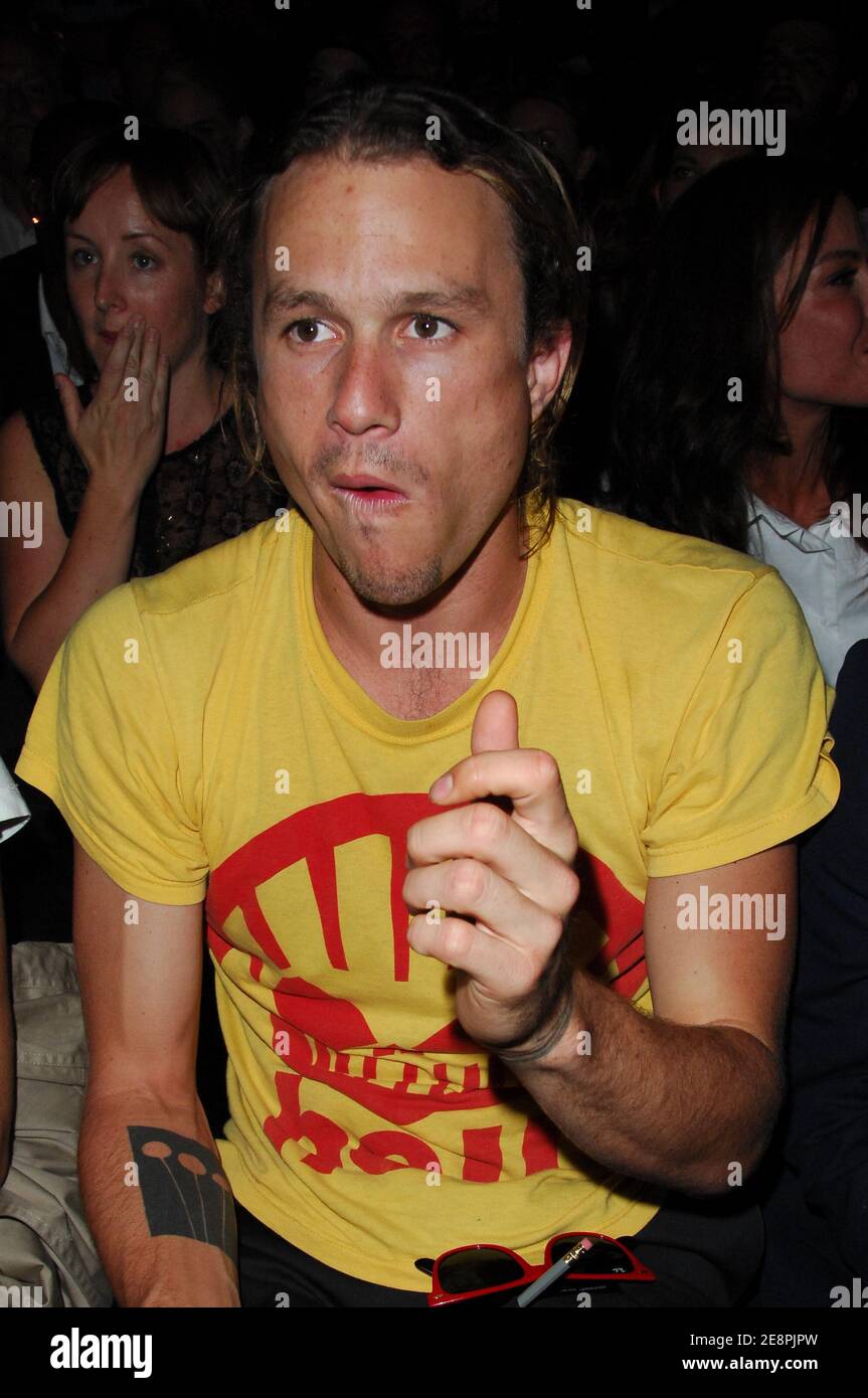Actor Heath Ledger sits front row at the Marc Jacobs show during ...