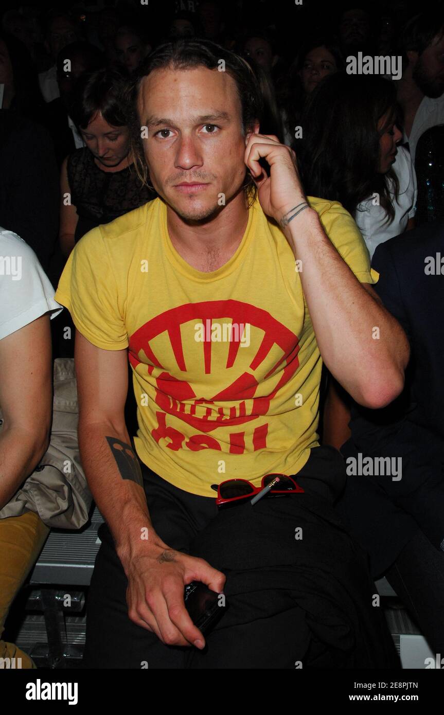 Actor Heath Ledger sits front row at the Marc Jacobs show during ...