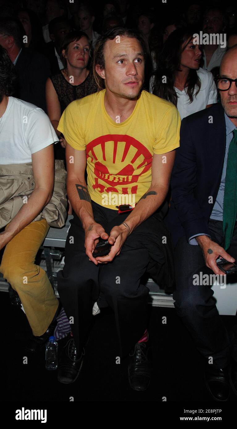 Actor Heath Ledger sits front row at the Marc Jacobs show during ...