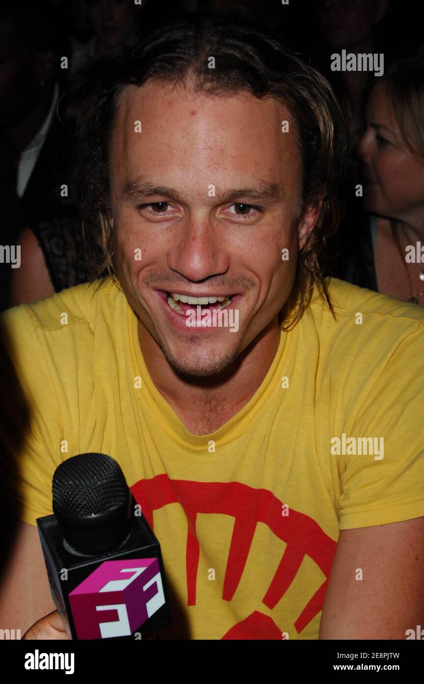 Actor Heath Ledger sits front row at the Marc Jacobs show during ...
