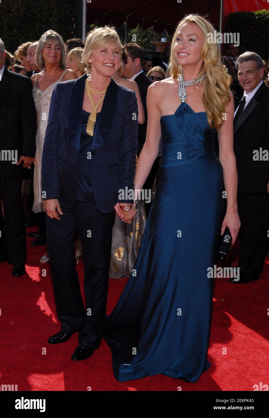 (L-R) Ellen DeGeneres and Portia de Rossi attending the 59th Annual ...