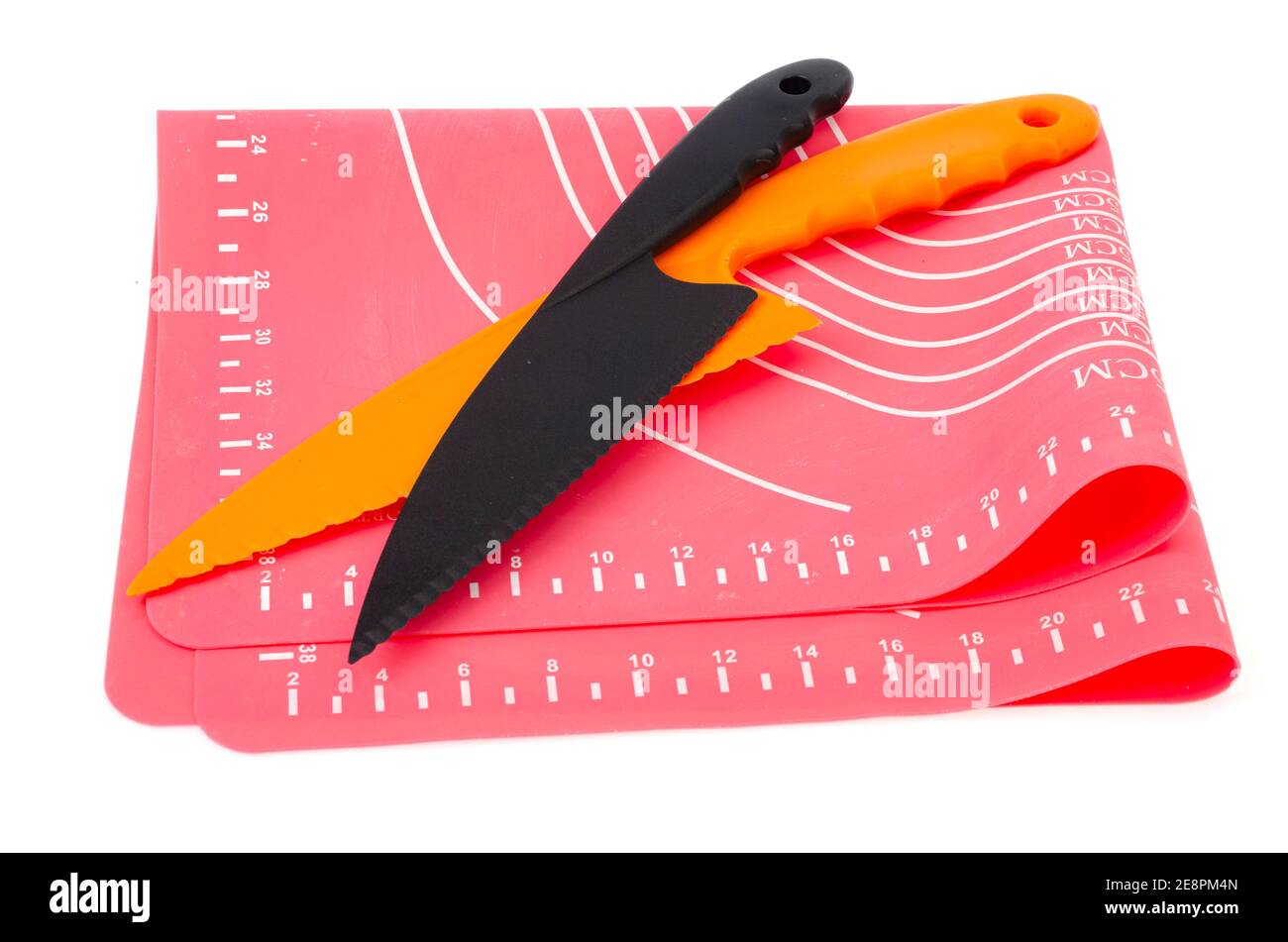 Kitchen plastic colored knives. Studio Photo Stock Photo - Alamy