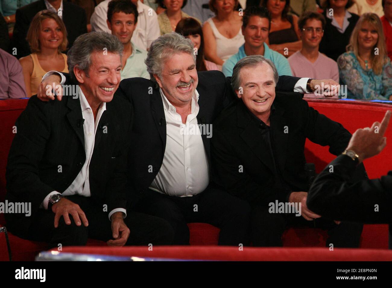 Michel Creton, Roland Magdane and Gerard Rinaldi at the taping of ...