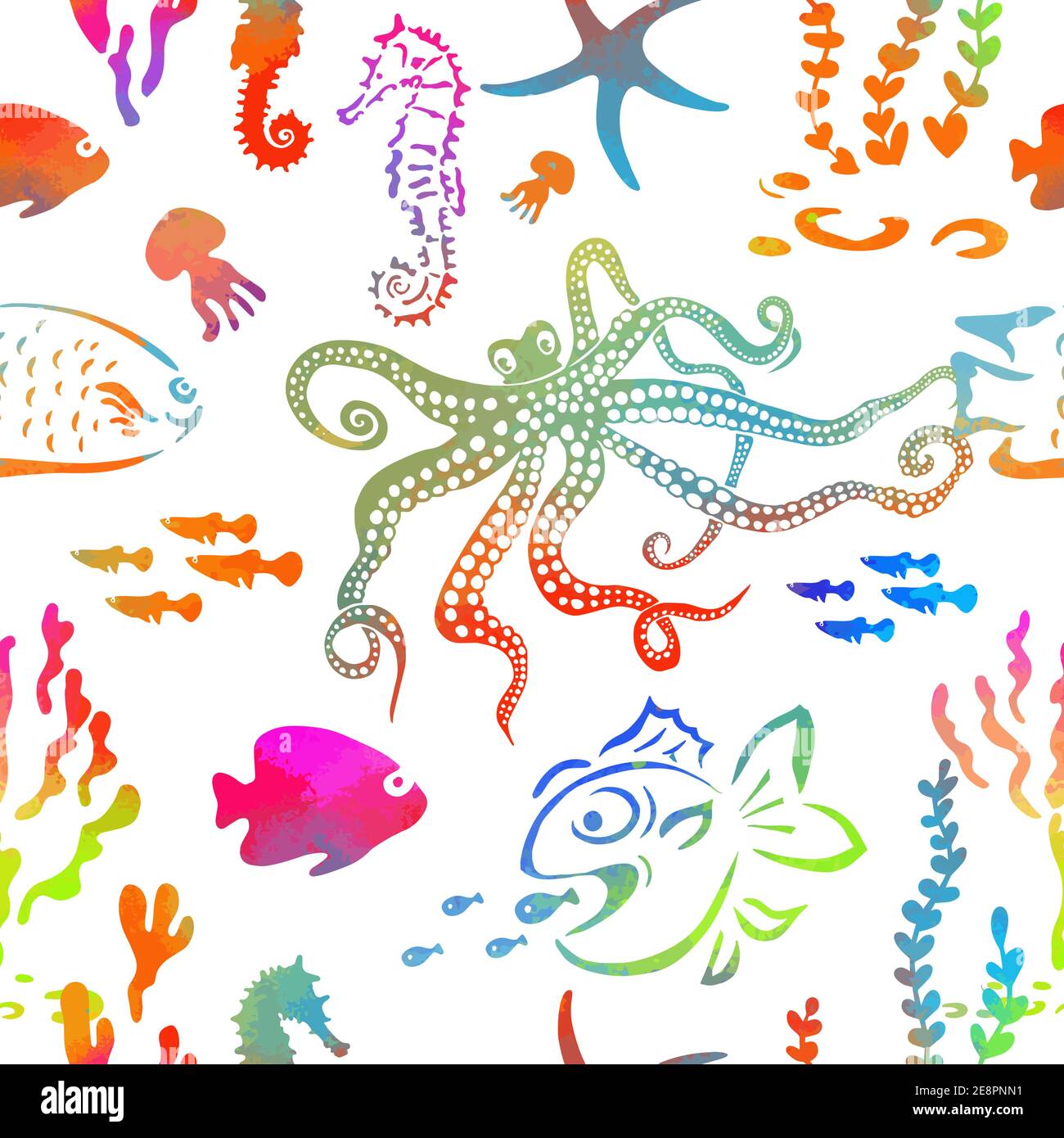 Seamless pattern with sharks. Nautical background. Cute sea life ...