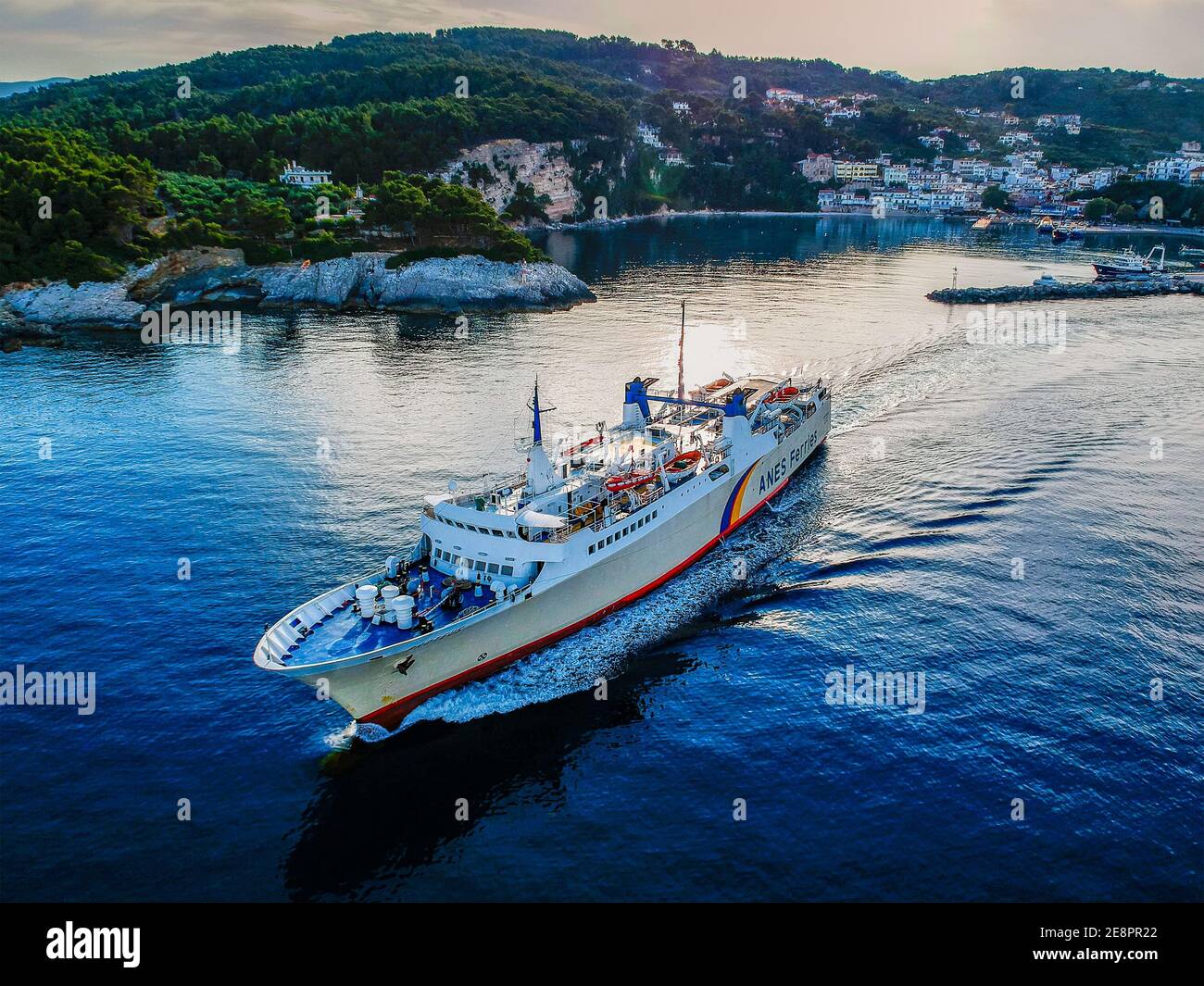 Proteus Ferry boat from Anes company docked in Alonissos port on the ...