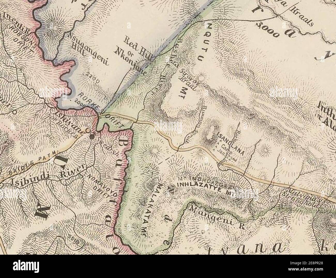 Military Map of Zulu Land - Rorke's Drift crop Stock Photo - Alamy