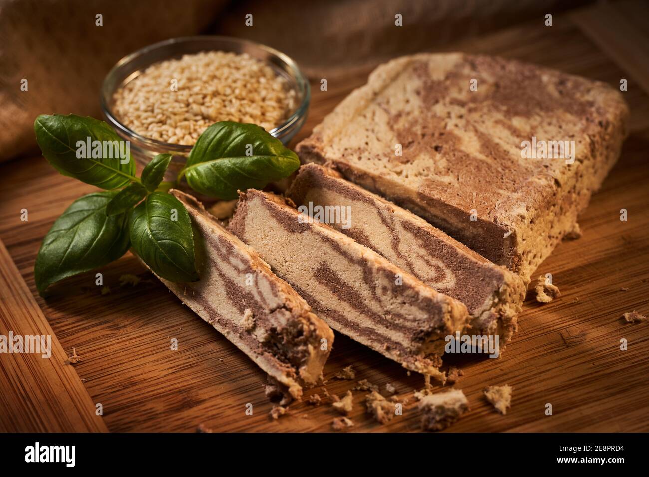 Halvah (or halawa), a delicious Middle Eastern dessert made with sunflower and sesame seeds ...