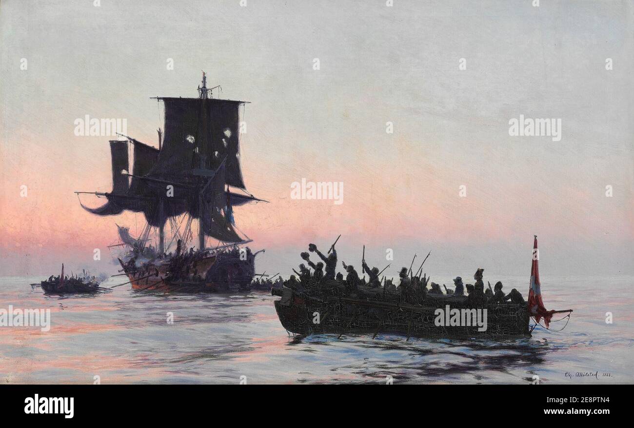 Christian Mølsted - Danish privateers intercepting an enemy vessel ...