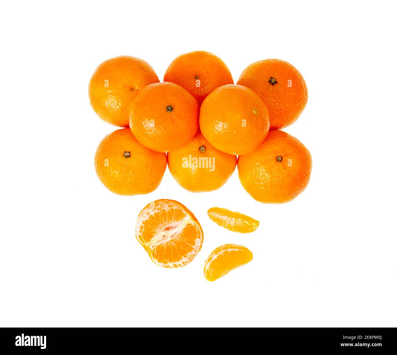 Bunch of ripe orange clementines isolated on white background. Photo ...