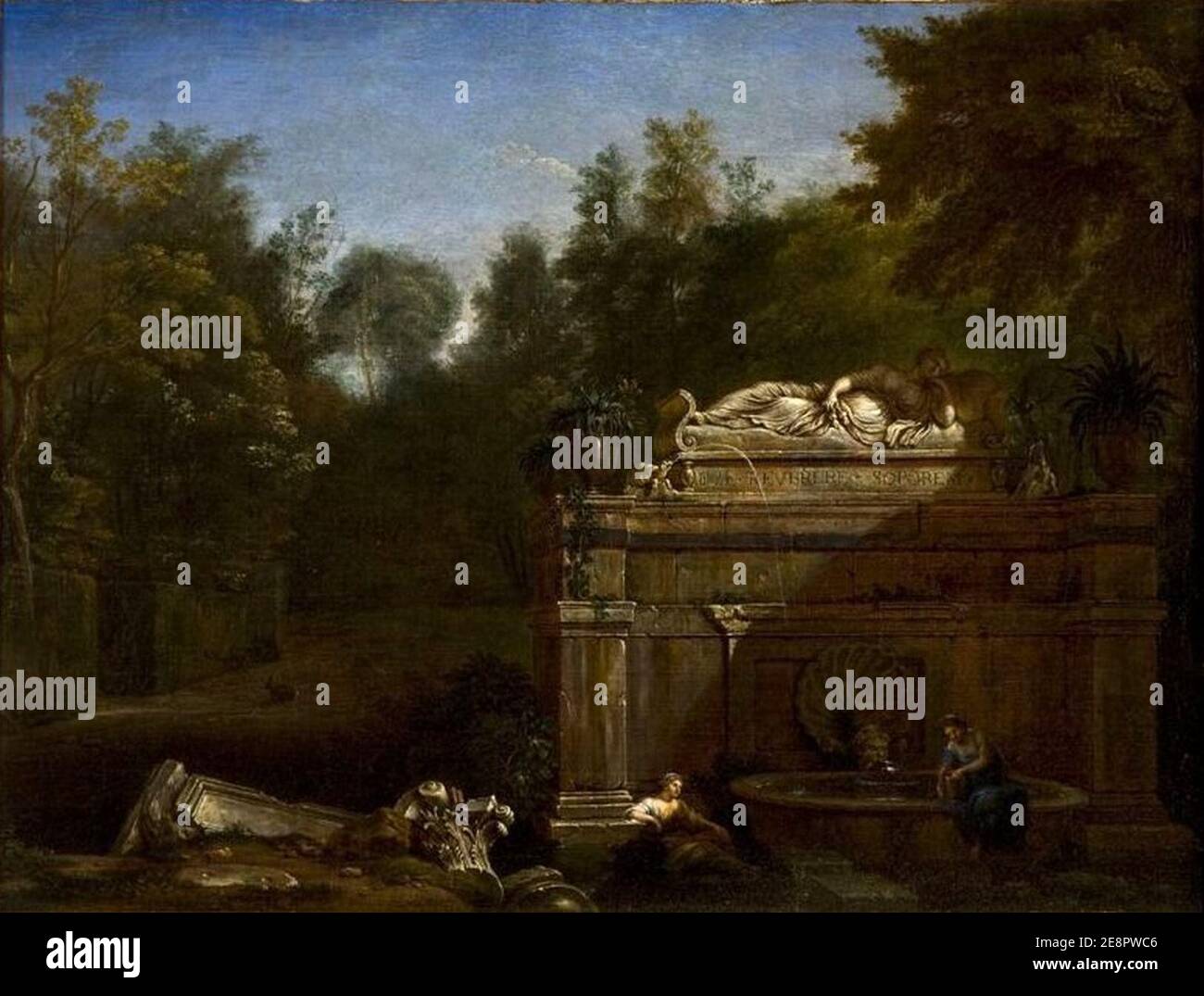 Landscape with Fountain by Jean François Millet (1666-1723 Stock Photo ...