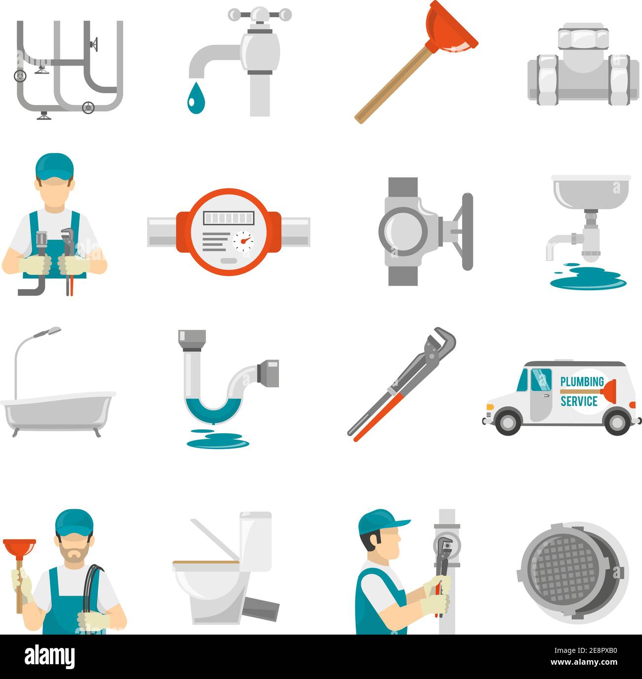Plumbing Icons Set.Plumbing Vector Illustration.Plumbing Flat Symbols ...