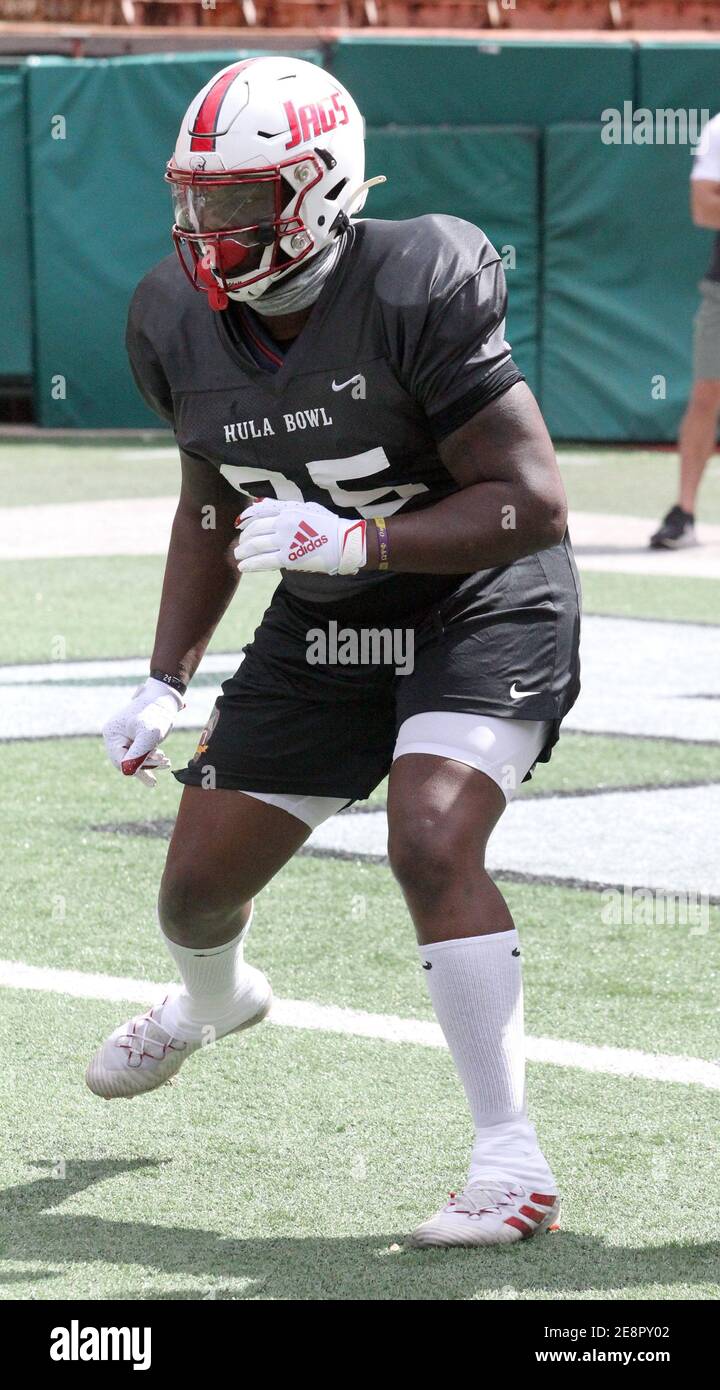 January 28, 2021 - Southern Alabama Jaguars defensive lineman Jeremiah ...