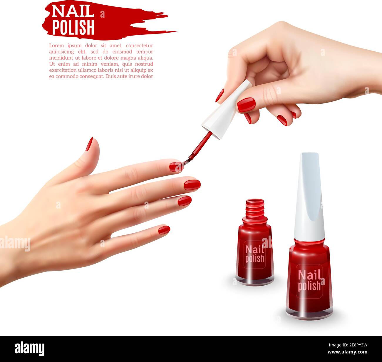 Perfect manicure tips realistic poster showing beautiful young lady ...