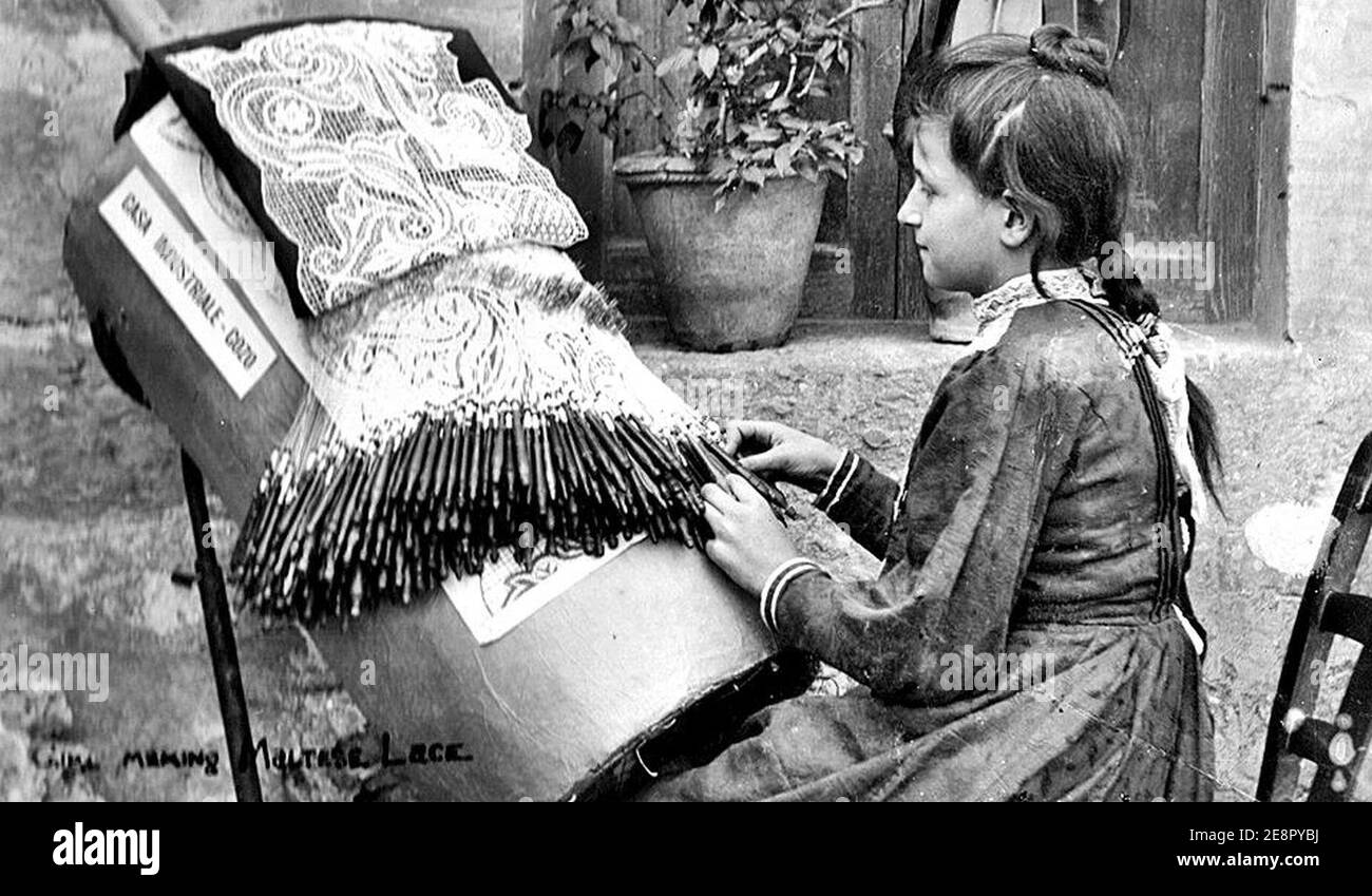 Mikiel Farrugia, Young lace-making student at Casa Industriale, Xagħra ...