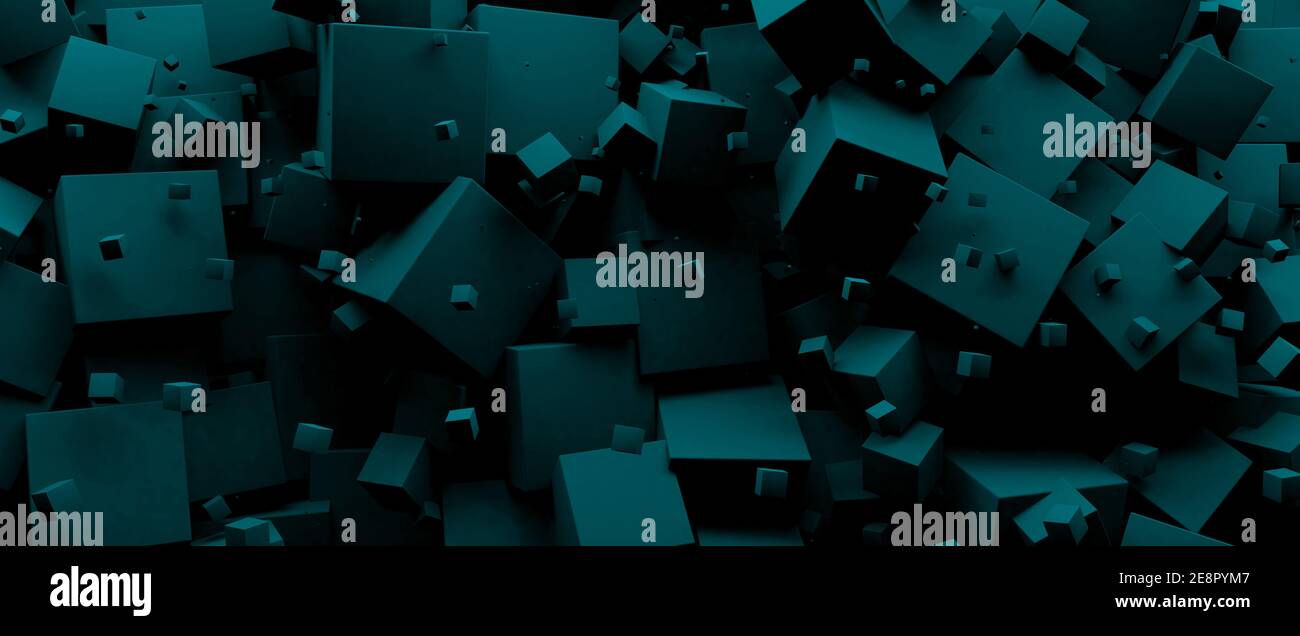blue 3 d cubes background, panoramic image Stock Photo - Alamy