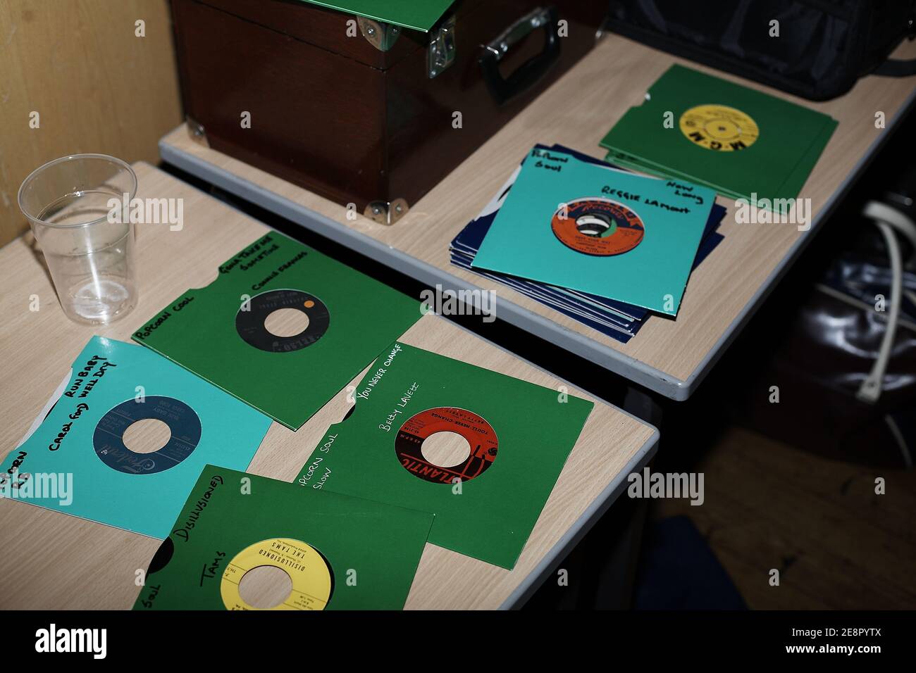 45rpm singles - records - outside a DJ's box- at a soul DJ night in ...