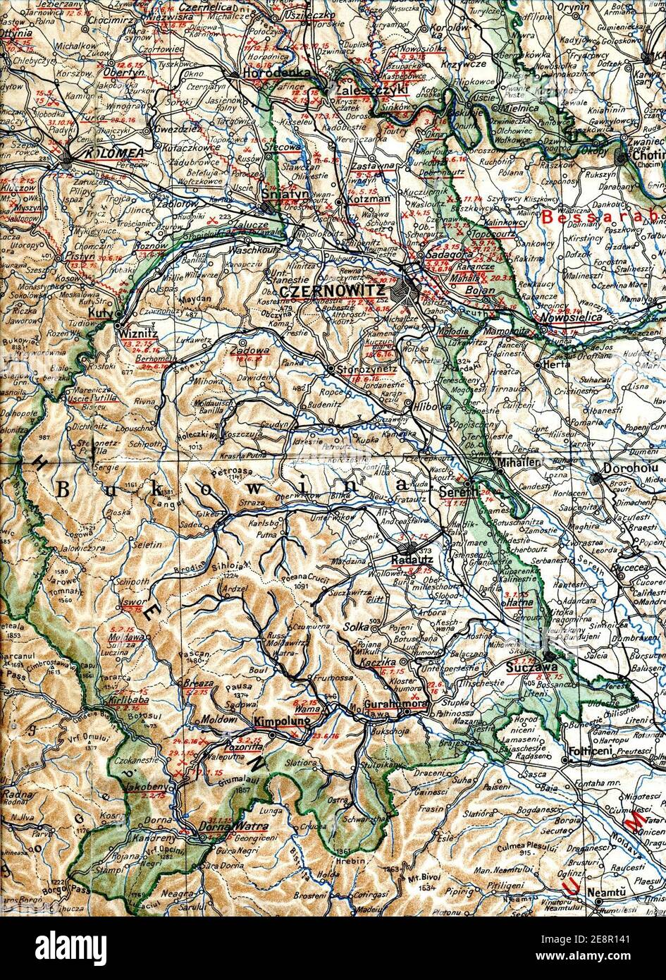 Military map of Bukovina (First World War Stock Photo - Alamy