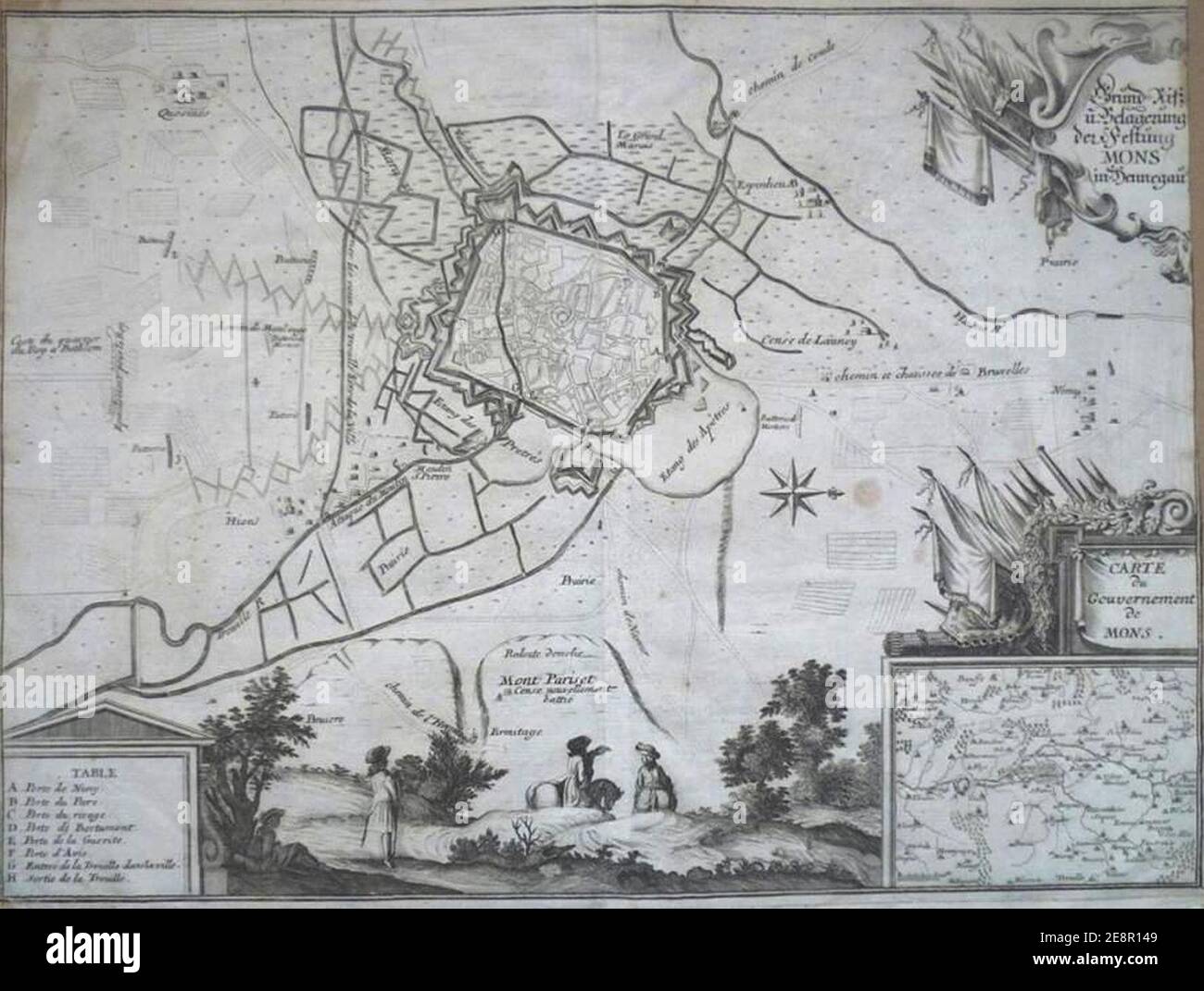 Military map of Mons, 1702 Stock Photo - Alamy