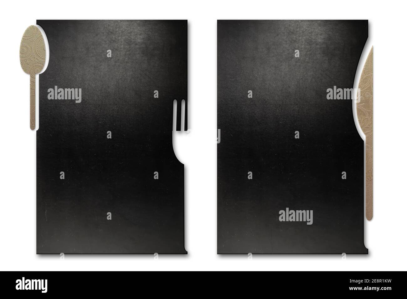 Backgrounds for restaurant menu. Two empty blackboards on a white ...