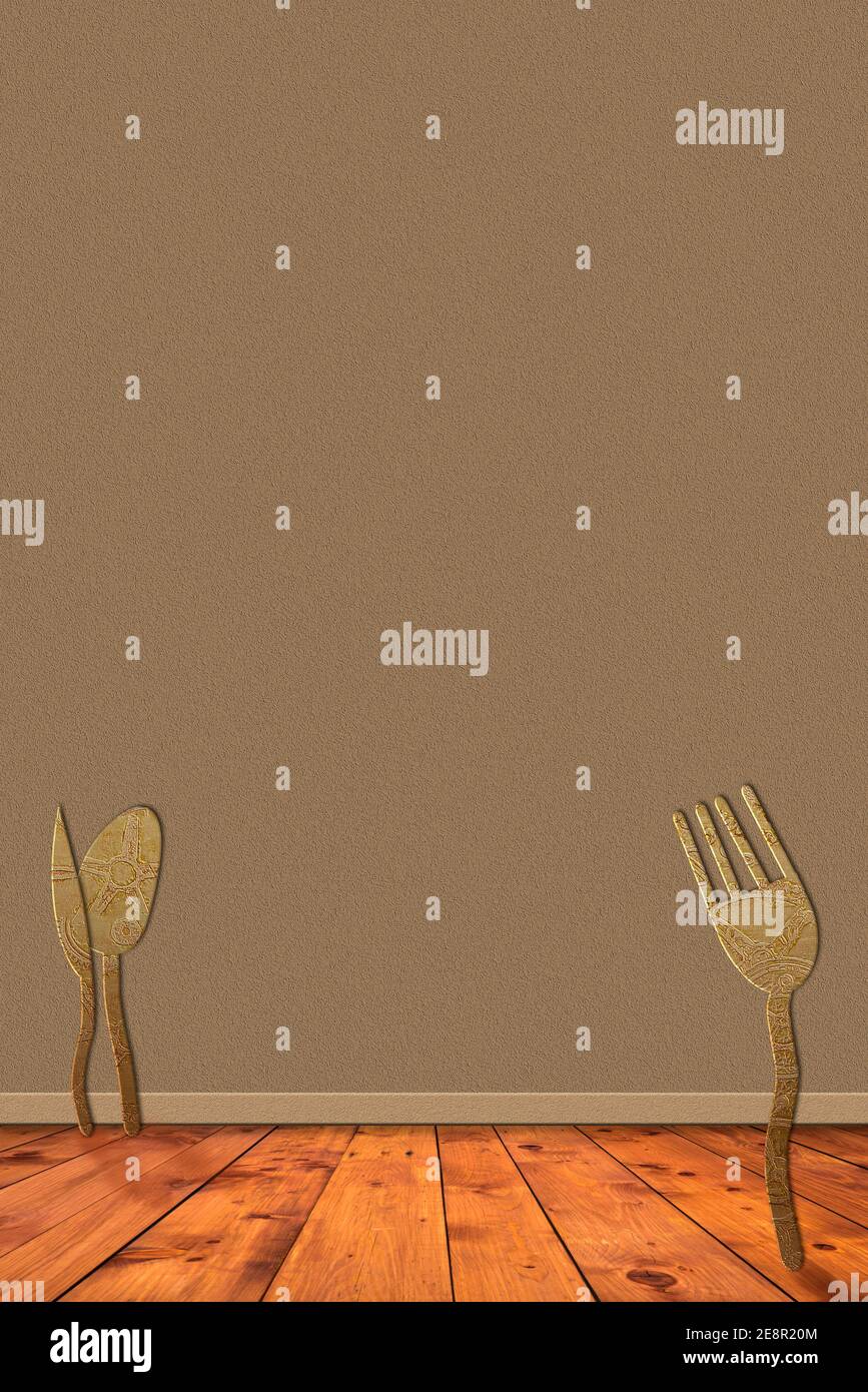 Modern empty background for restaurant menu. Original surreal golden ...